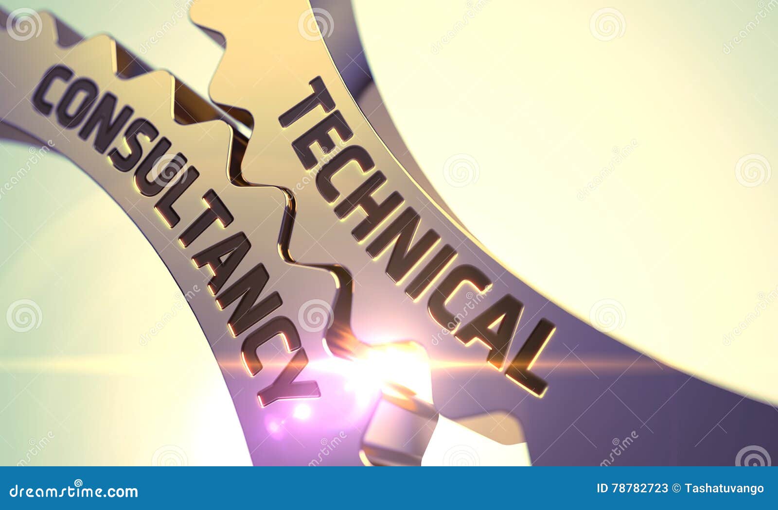 Technical Consultancy Concept. Golden Gears. 3D. Stock Image - Image of ...