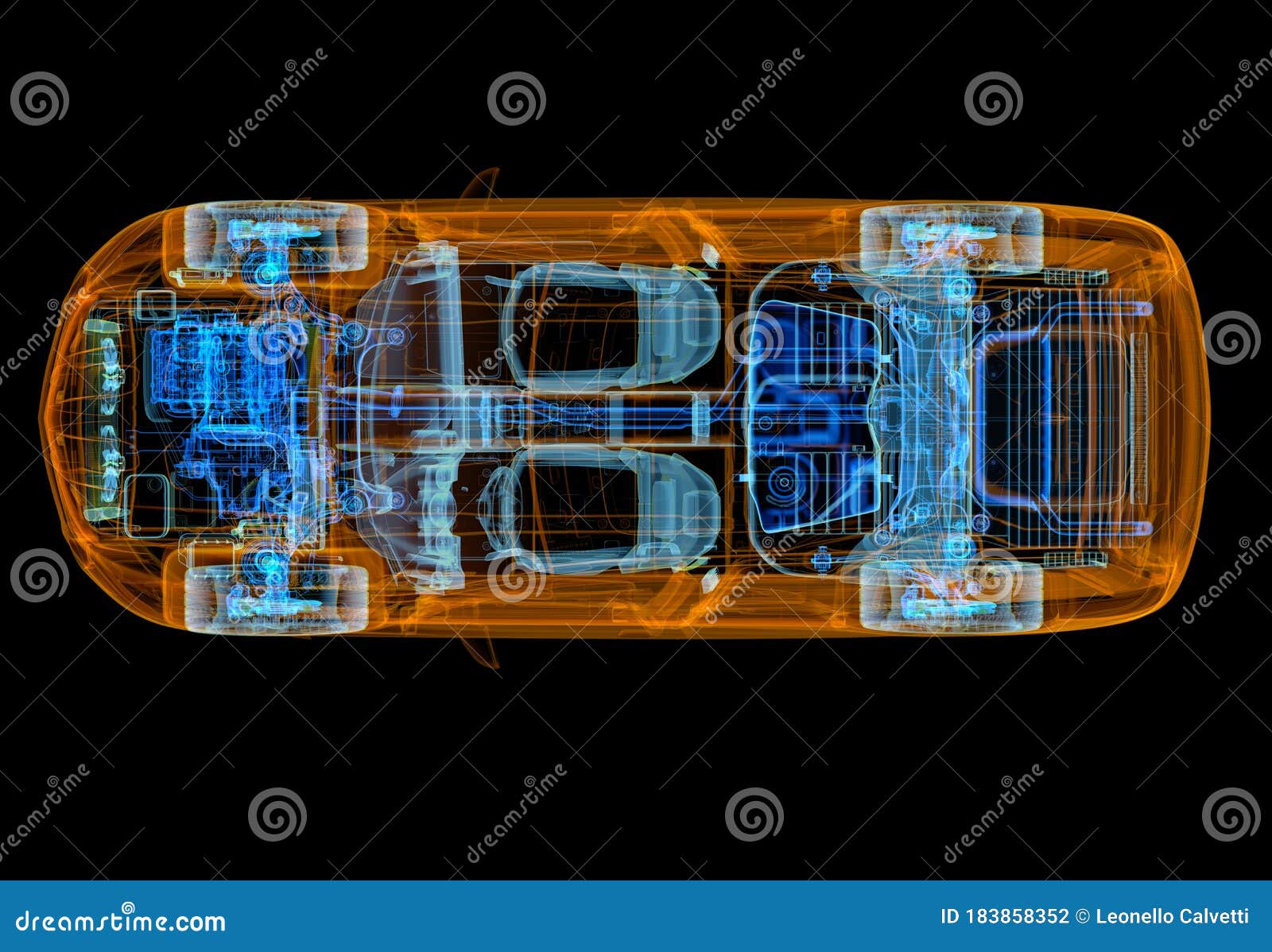 Technical 3d Illustration of SUV Car with X-ray Effect. Top View Stock ...