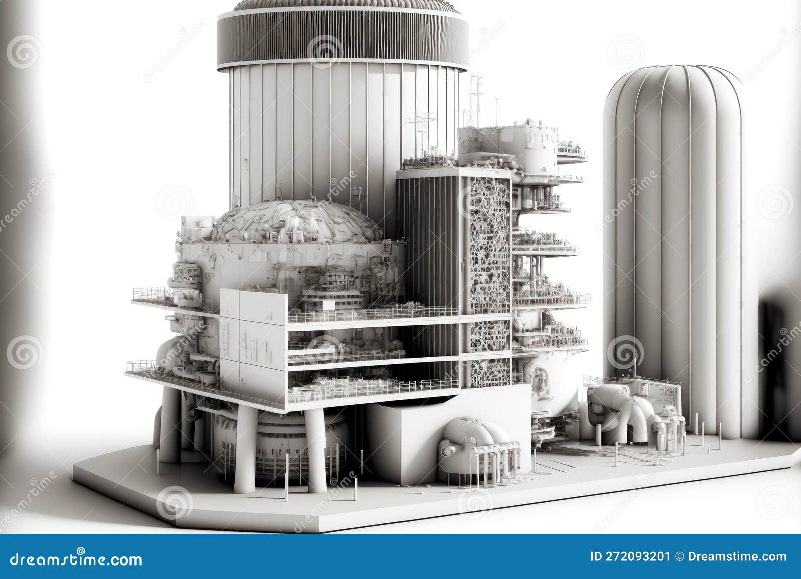 Technical Design Depicting Nuclear Reactor in Section on White ...