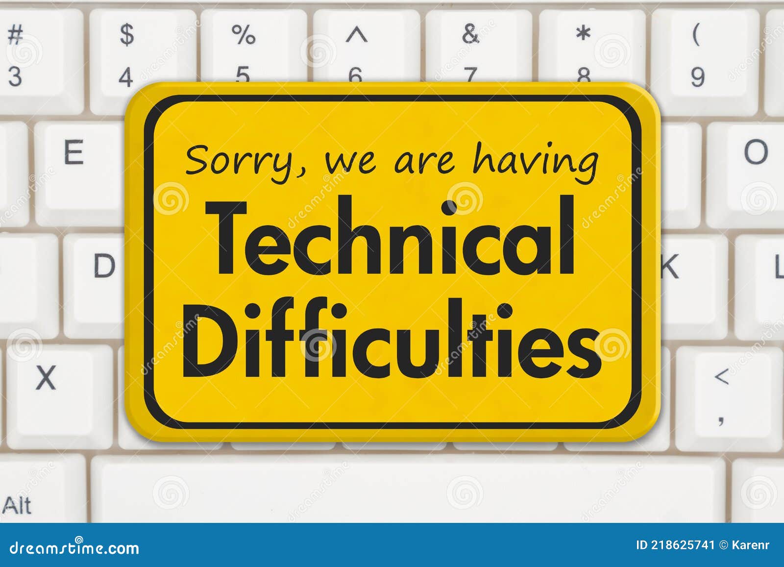 Technical Difficulties Message on a White Keyboard Stock Image - Image ...