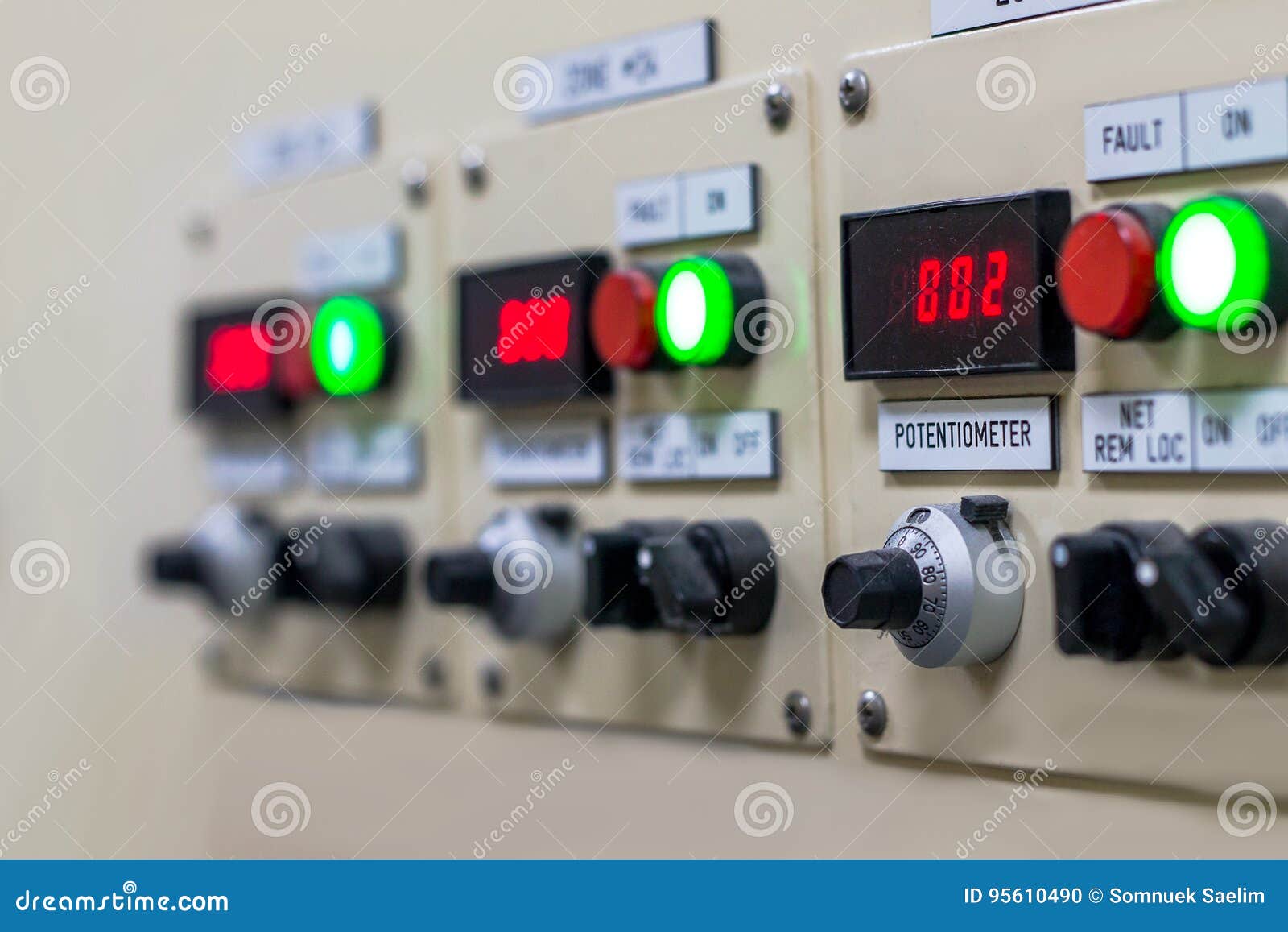Technical Display on Control Panel with Electric Devices,light Stock ...