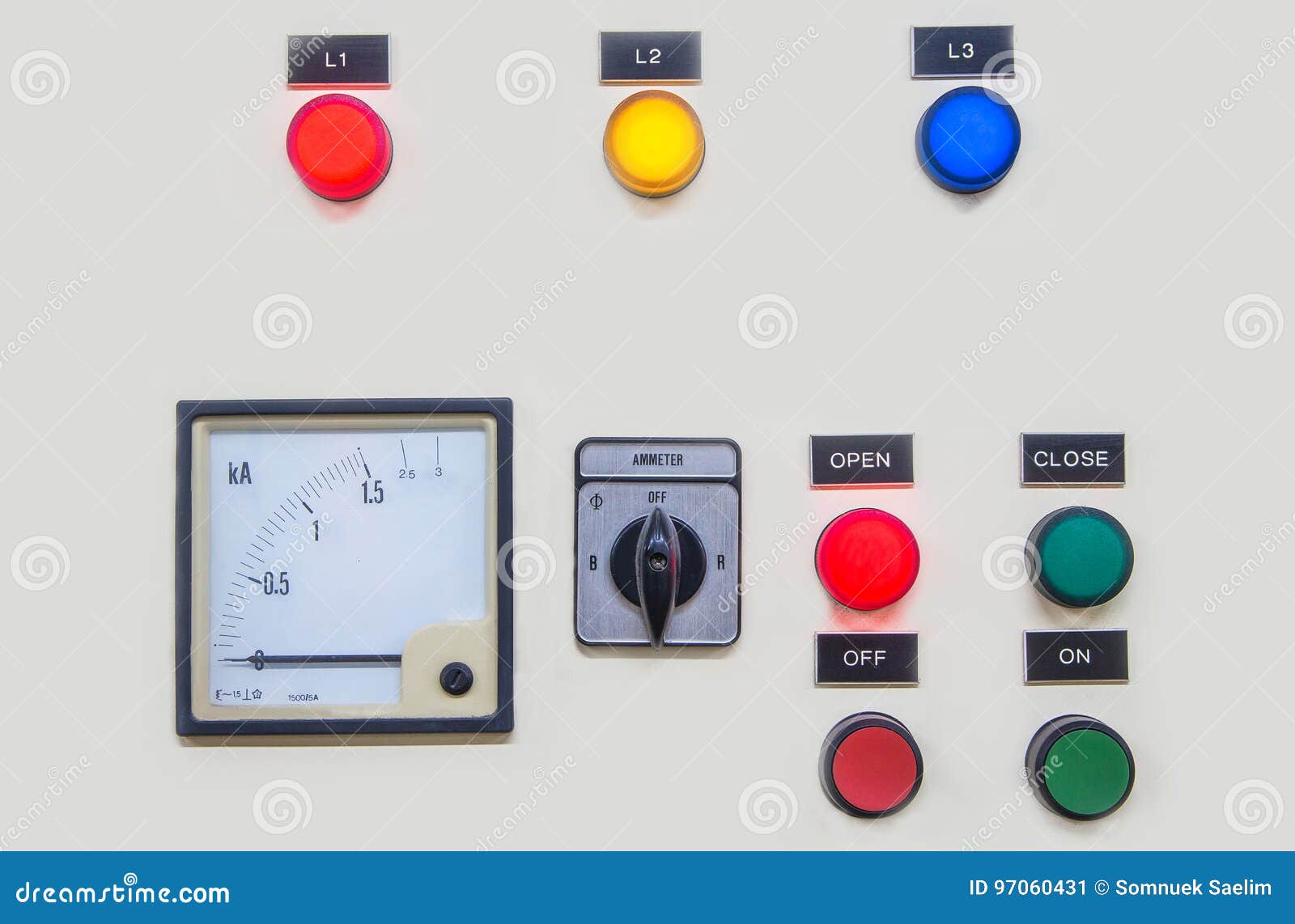 Technical Display on Control Panel with Electric Devices,light Stock ...