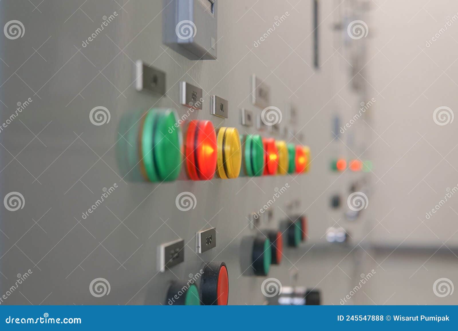 Control Panel with Electric Stock Photo - Image of station, green ...