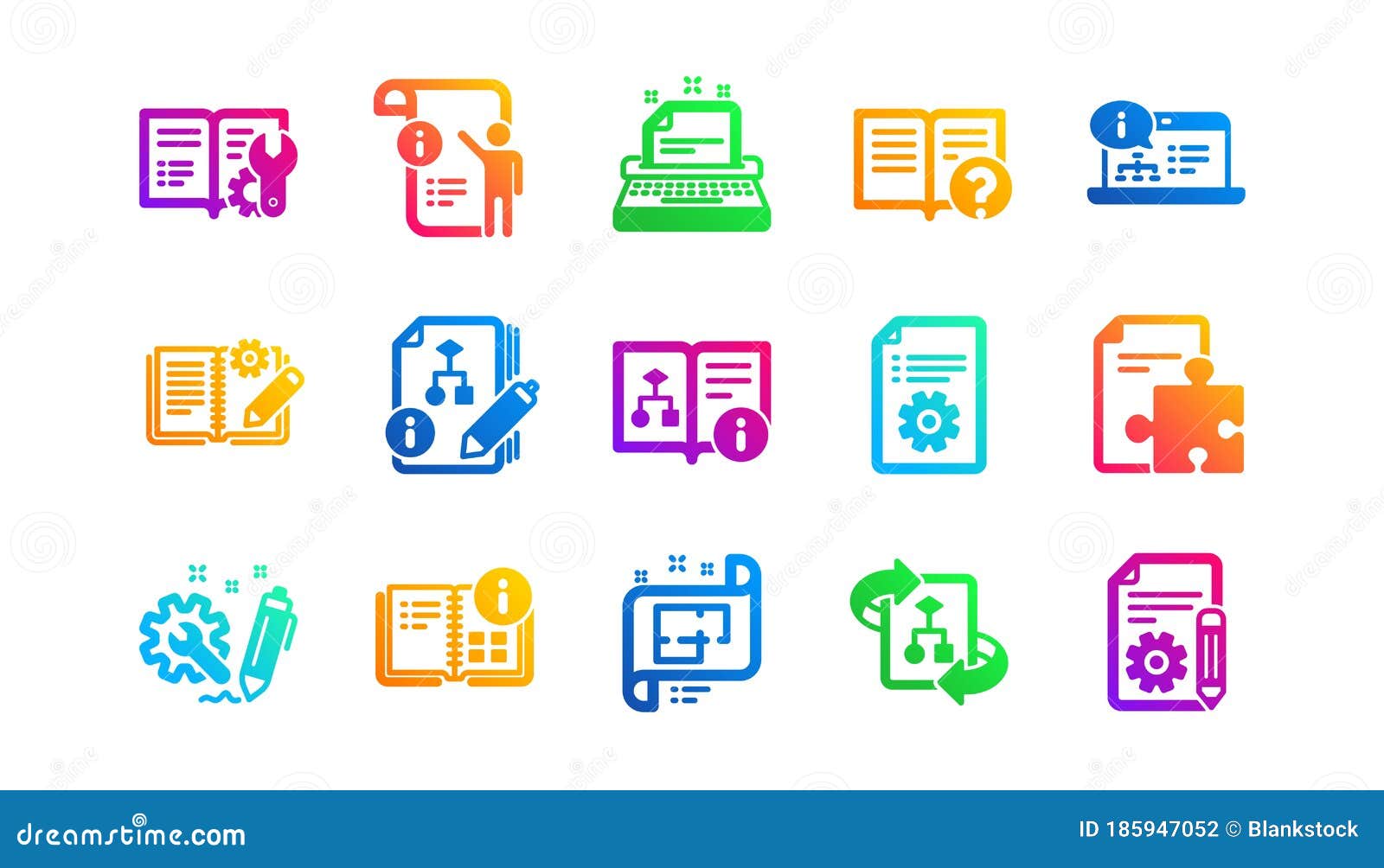 Technical Documentation Icons. Instruction, Plan and Manual. Classic Icon Set. Vector Stock ...
