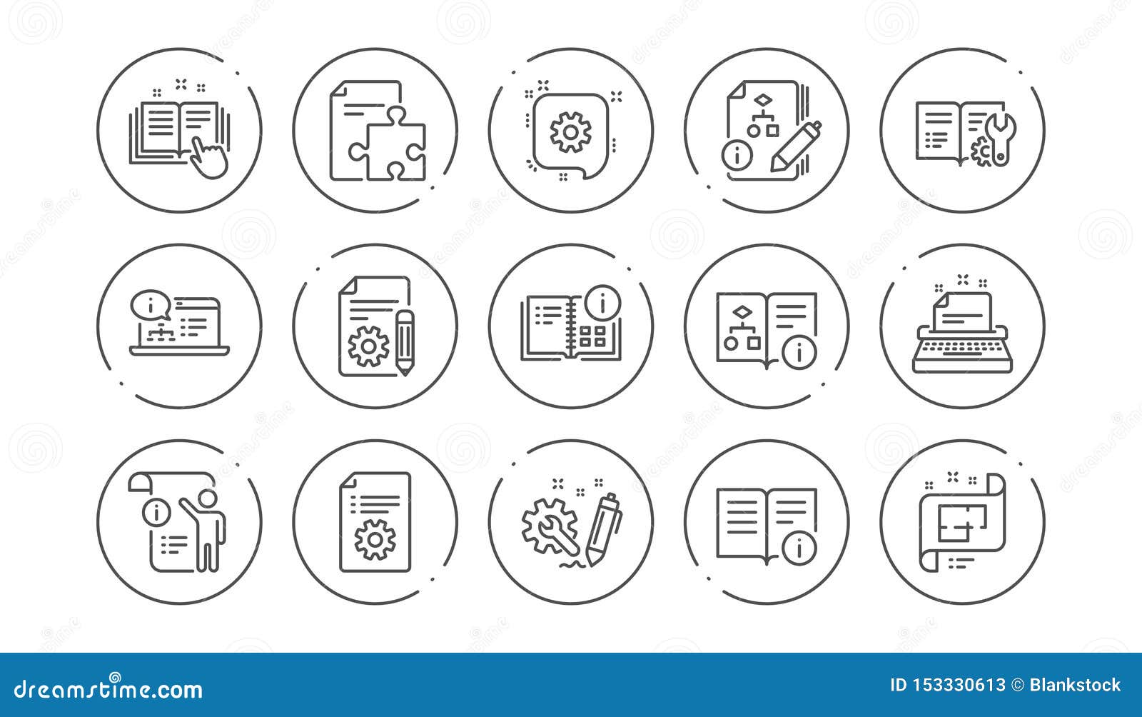 Technical Documentation Line Icons. Instruction, Plan and Manual ...