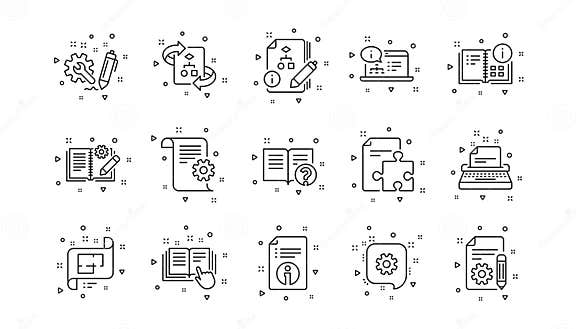 Technical Documentation Line Icons. Instruction, Plan and Manual ...