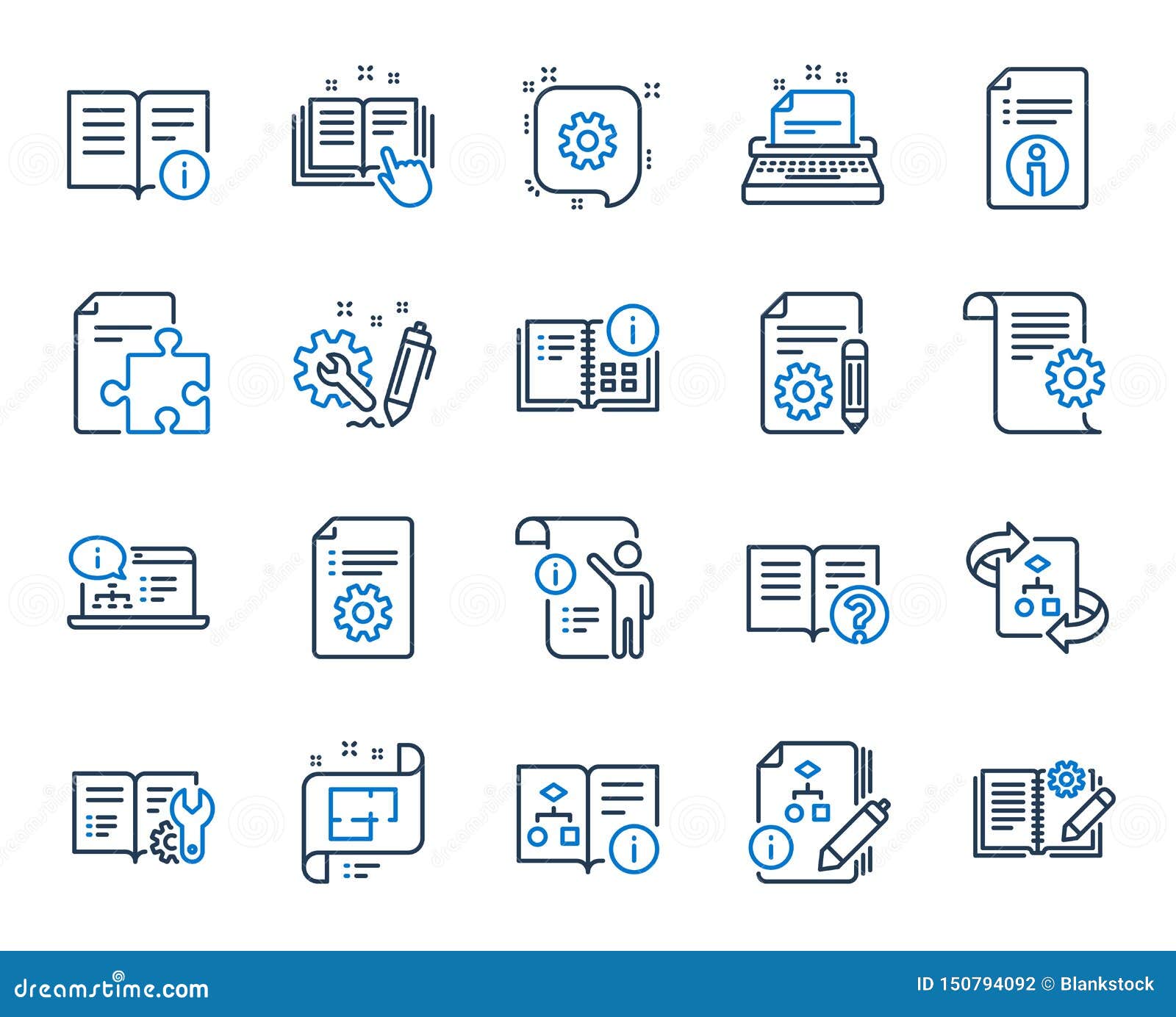 Technical Documentation Line Icons. Set of Instruction, Plan and Manual ...