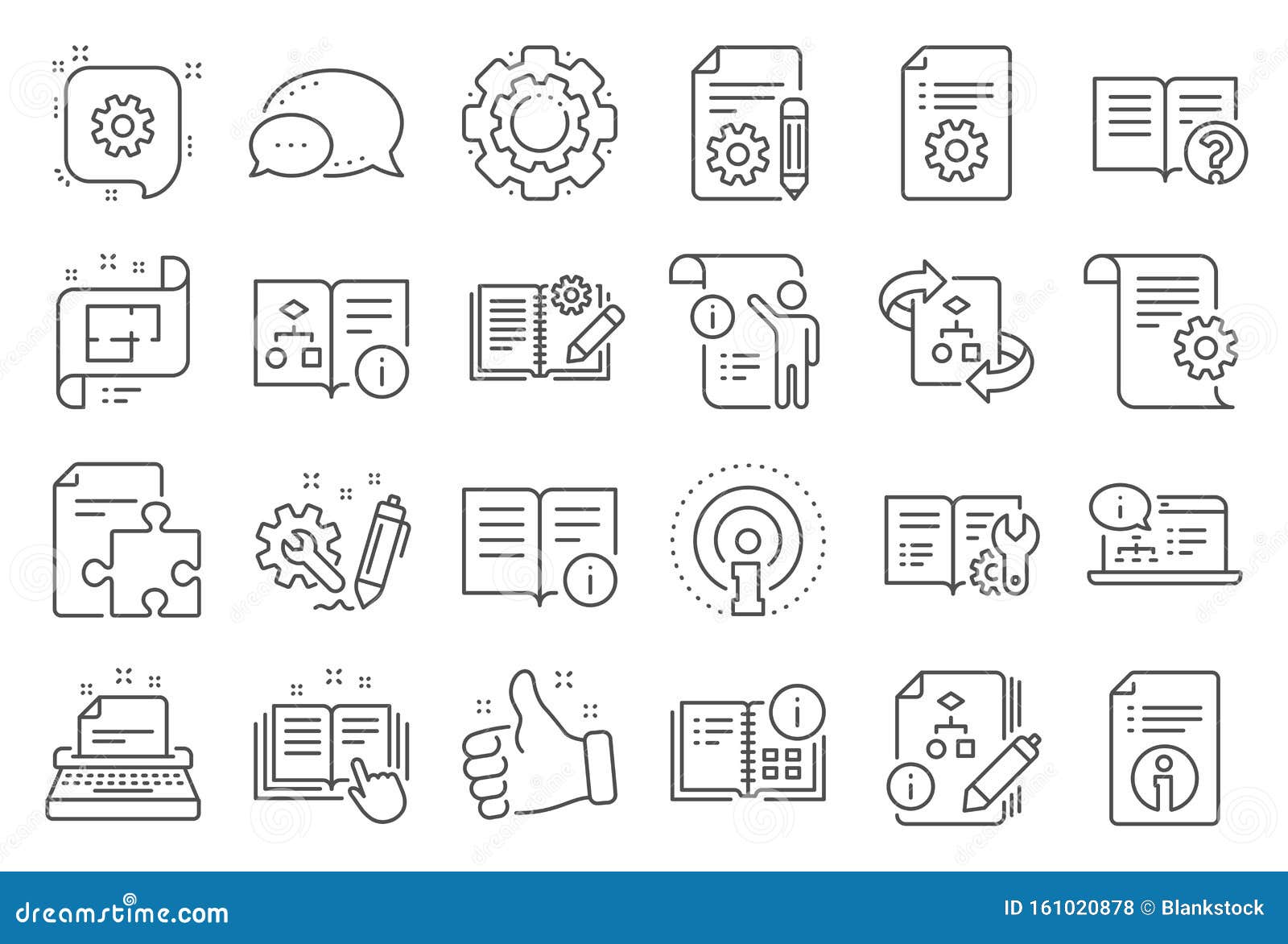 Technical Documentation Line Icons. Set of Instruction, Plan and Manual. Vector Stock Vector ...