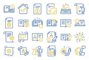 Technical Documentation Line Icons. Set of Instruction, Plan and Manual ...