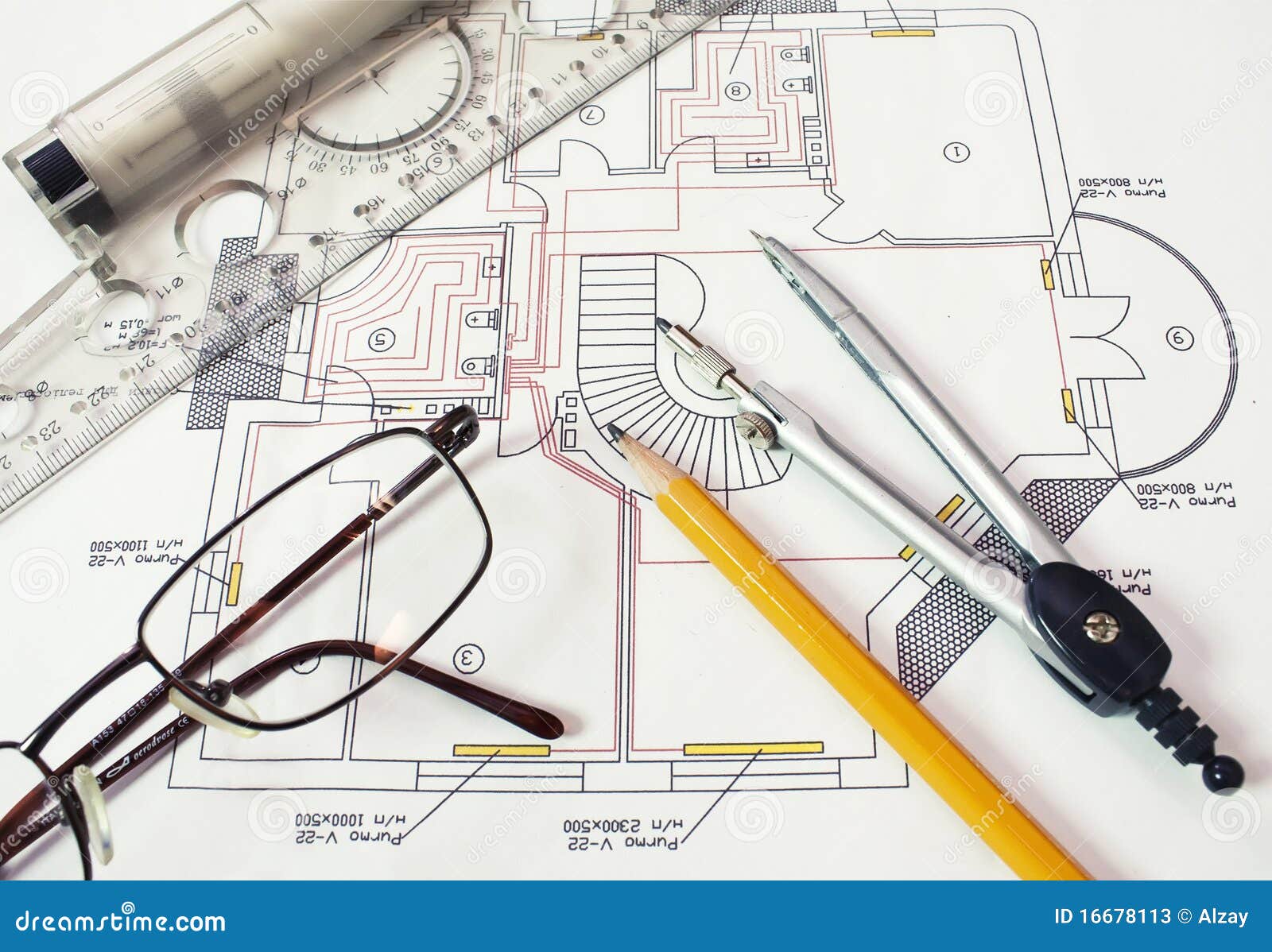 Technical drawing stock image. Image of blueprints, project - 16678113
