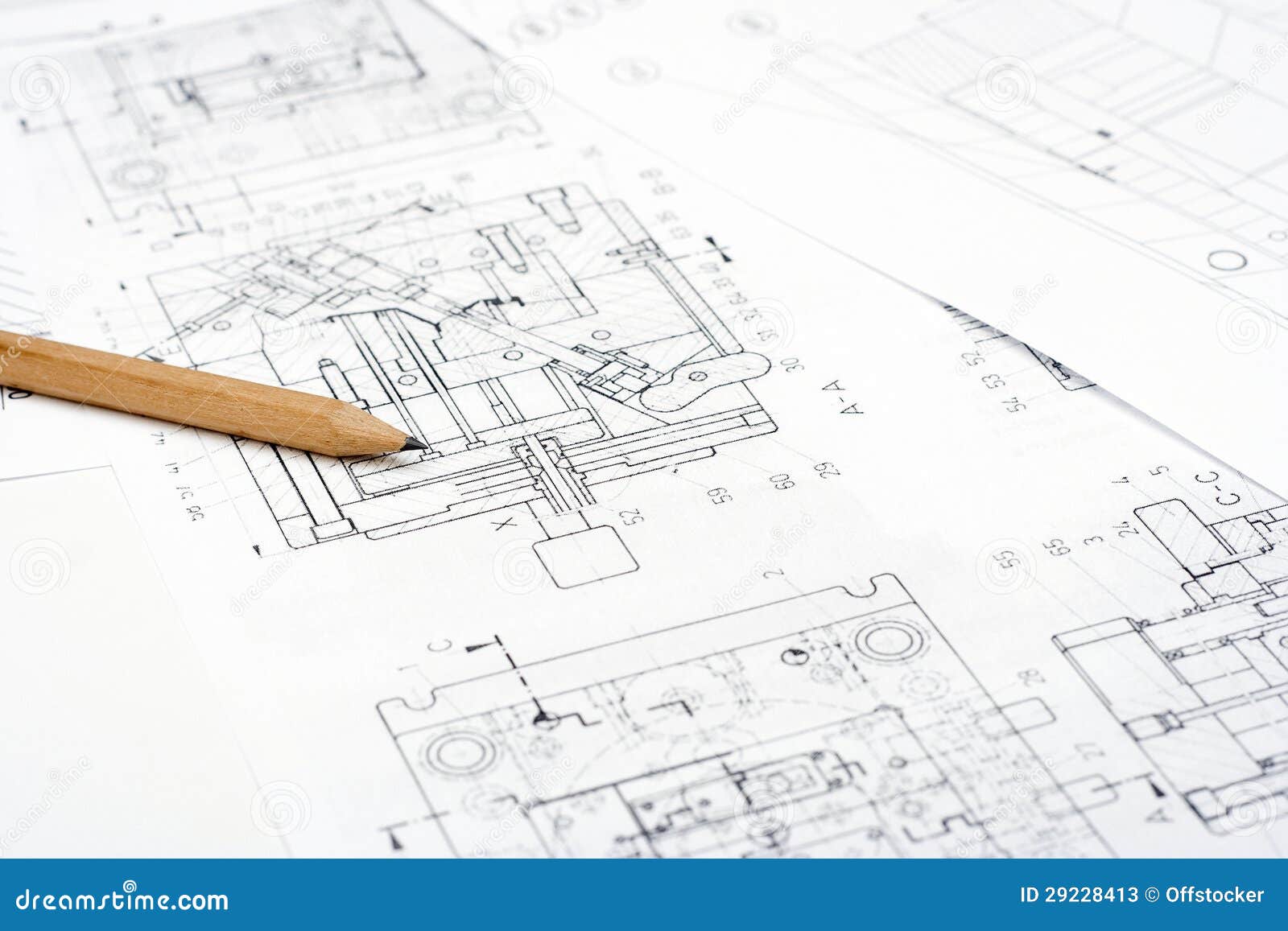 Technical Drawing stock image. Image of engineer, pencil - 29228413