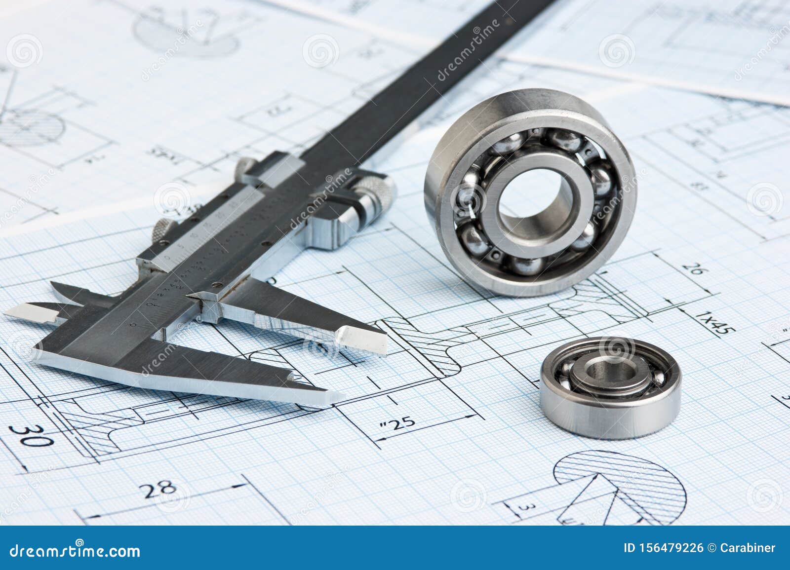 Technical Drawing and Bearing Stock Photo - Image of education ...