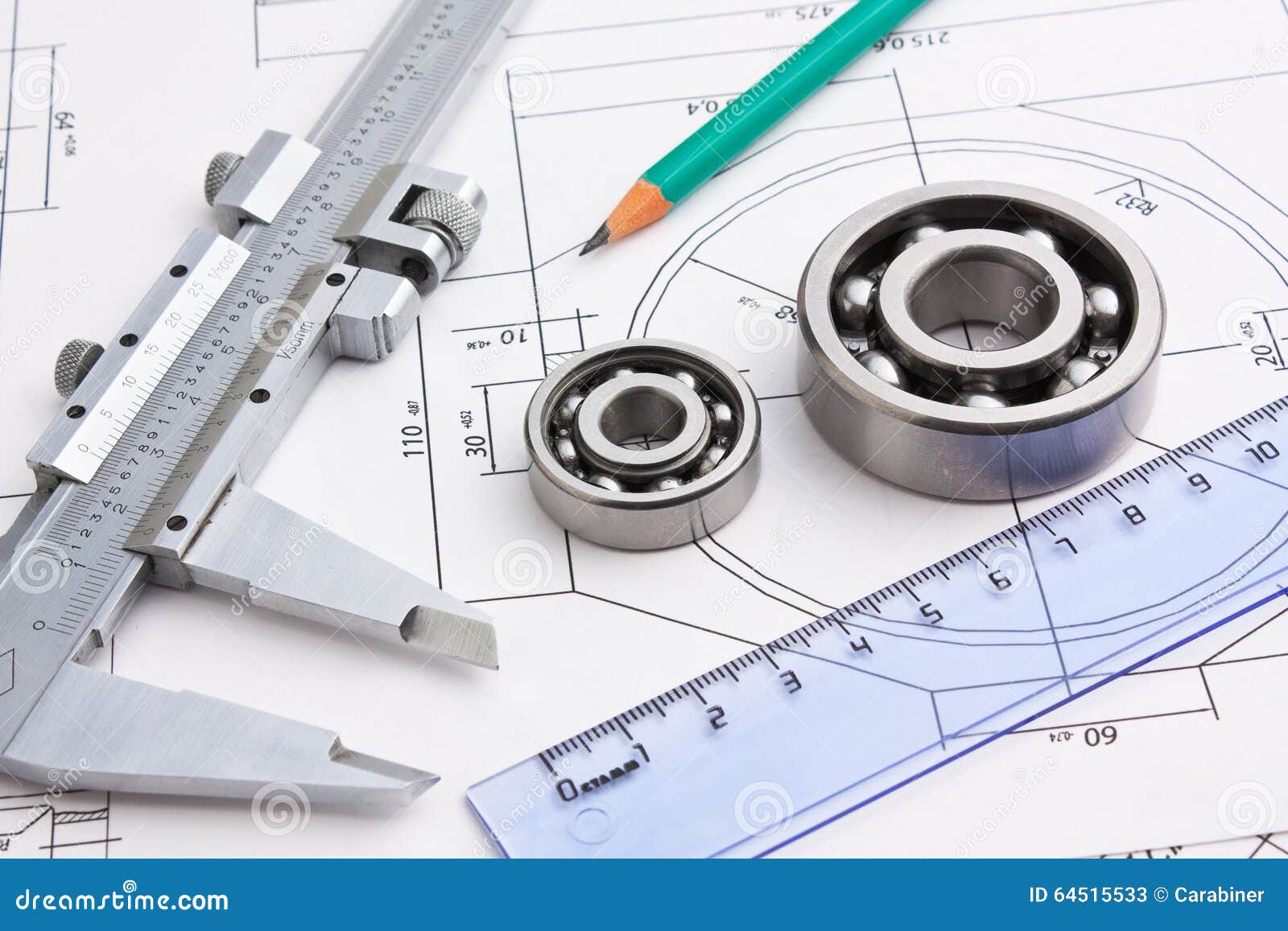 Technical Drawing and Bearing Stock Image - Image of project, education ...