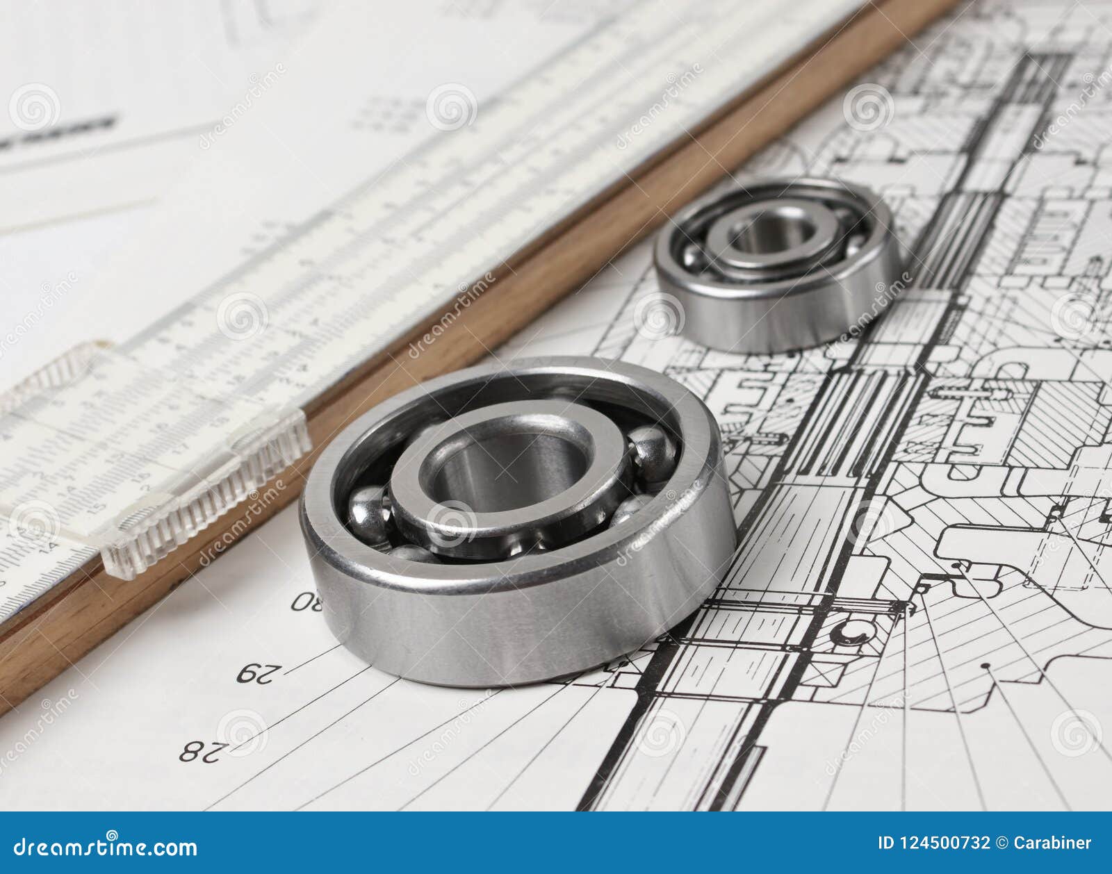 Technical Drawing with Bearing Stock Photo - Image of technology, graph ...