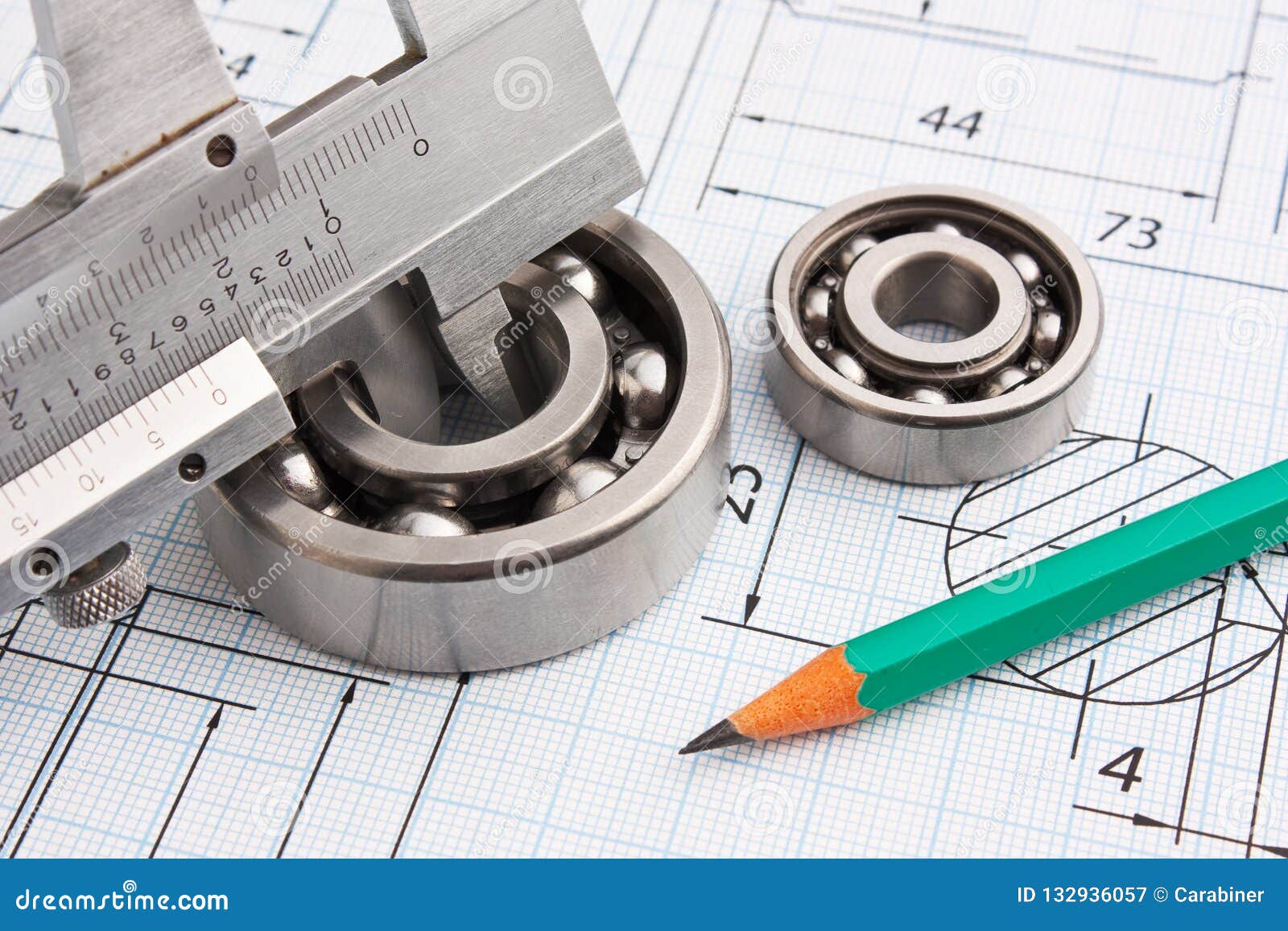 Technical Drawing and Bearing Stock Image - Image of business, project ...