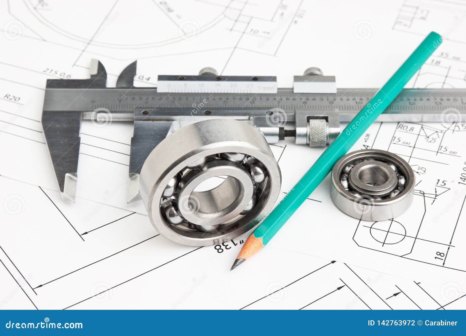 Technical Drawing and Bearing Stock Photo - Image of drawing, drafting ...
