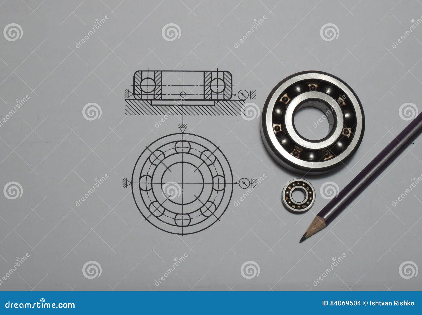 Technical Drawing with Bearings Stock Photo - Image of mechanical ...