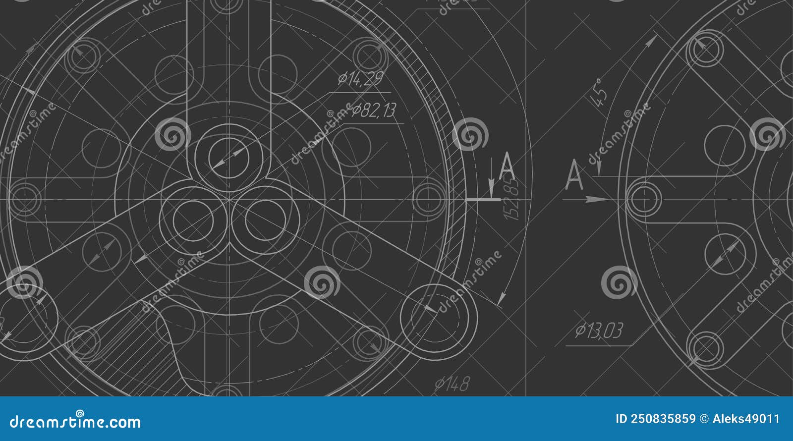 Technical Drawing on a Black Background.Technology Banner.Vector ...