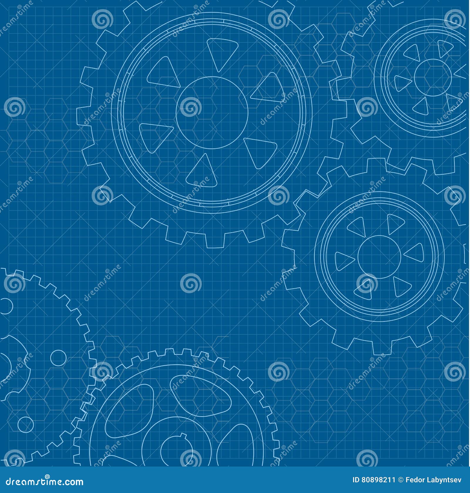 The Technical Drawing on a Blue Background Stock Vector - Illustration ...