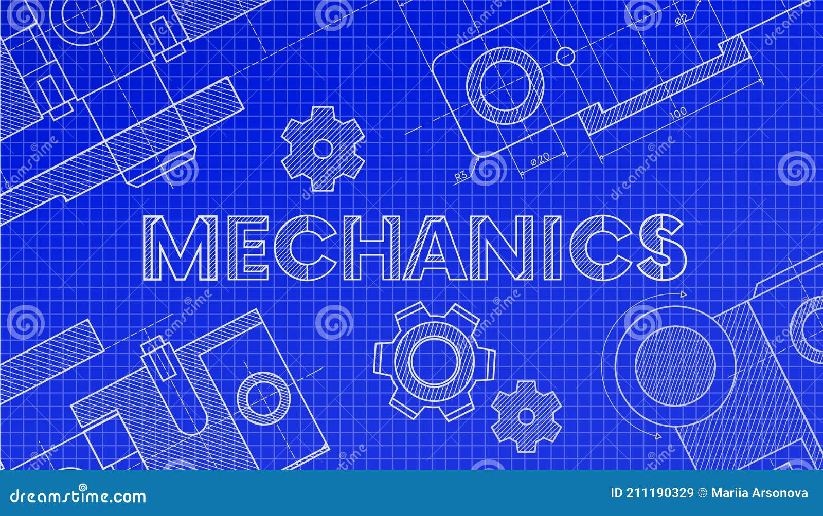 Technical Drawing Blue Background . Mechanical Engineering Drawing ...