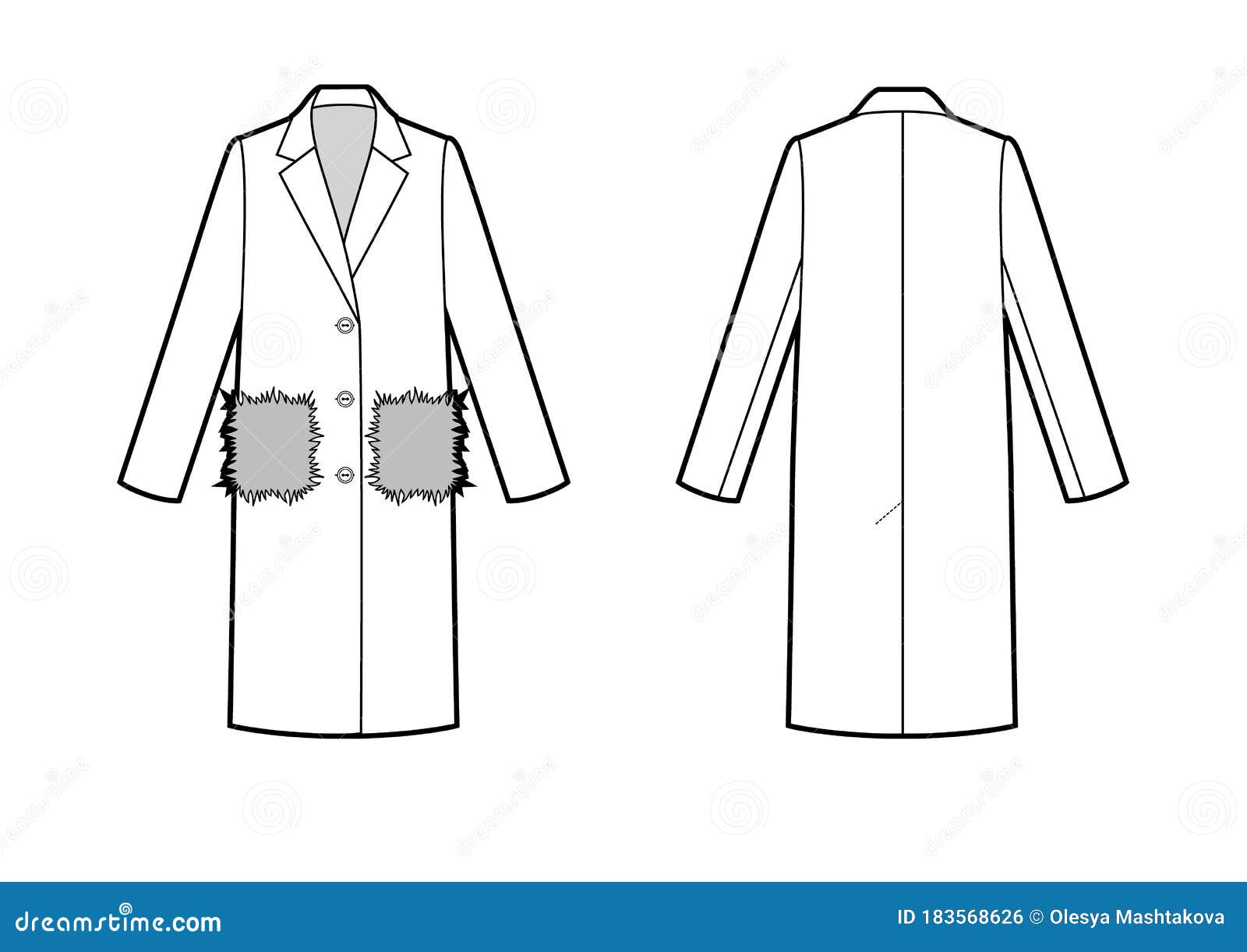 Classic Coat Technical Fashion Illustration. Double Breasted Coat ...