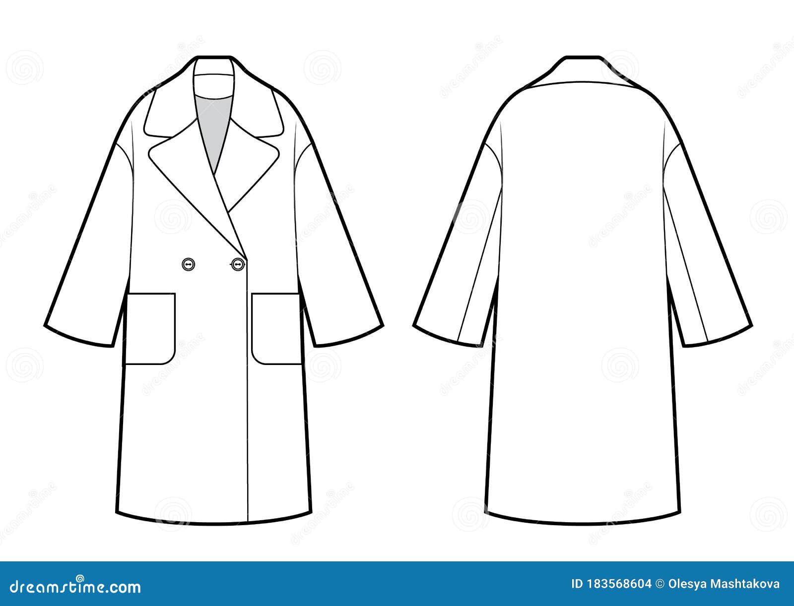 Technical Drawing of Coat, Fashion Sketch Stock Illustration ...