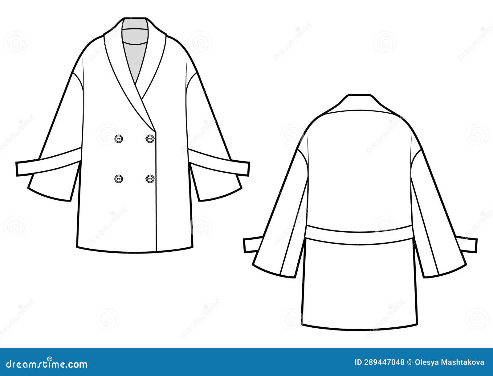 Technical Drawing of Coat, Fashion Sketch Stock Illustration ...