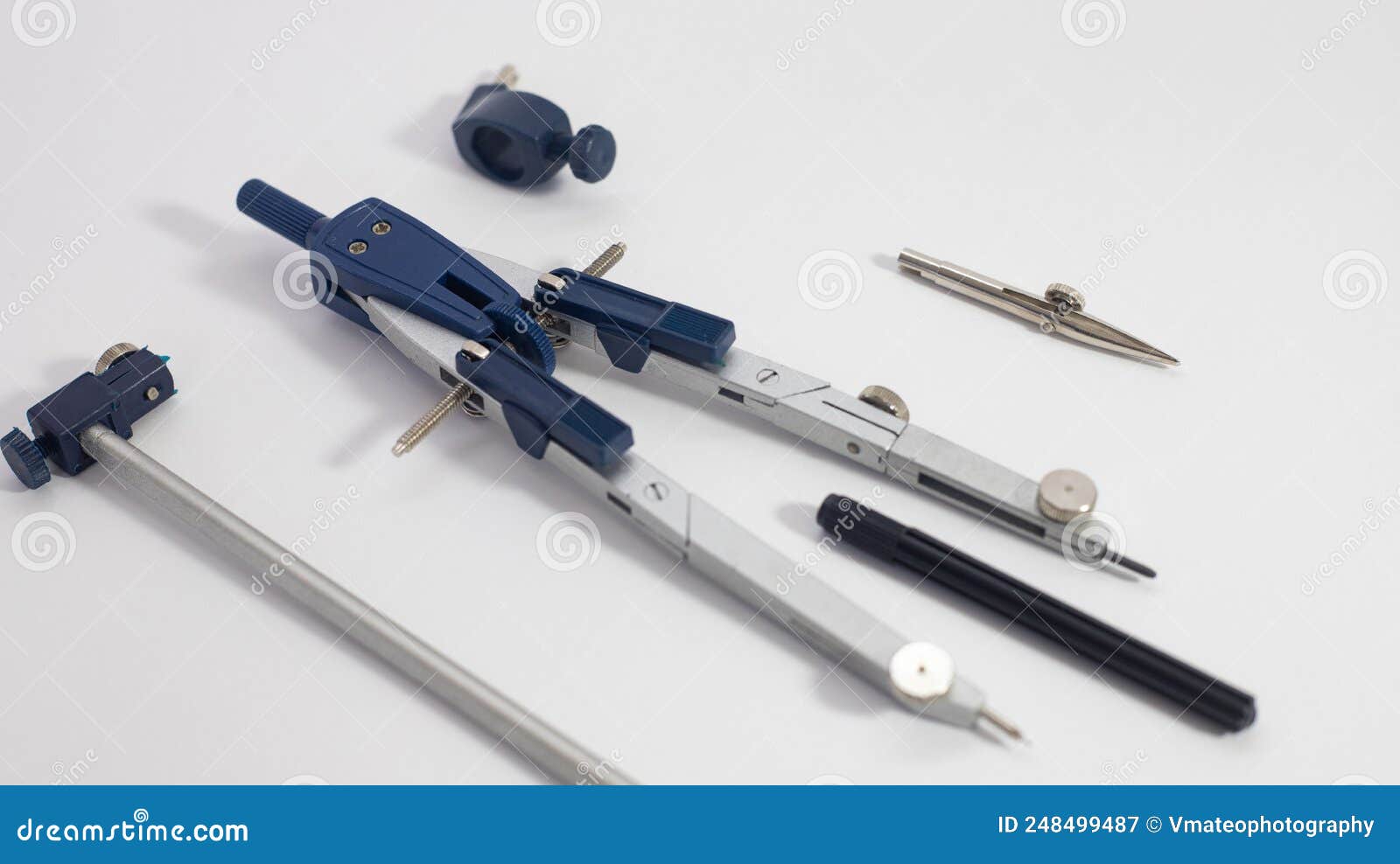 Technical Drawing Compass on White Paper with Copy Space Stock Image ...