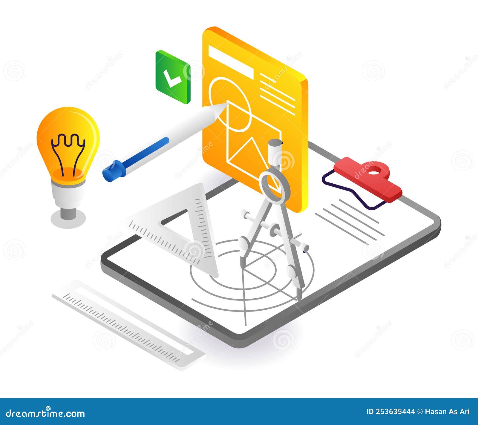 Technical Drawing Concept Ideas in Flat Isometric Illustration Design ...