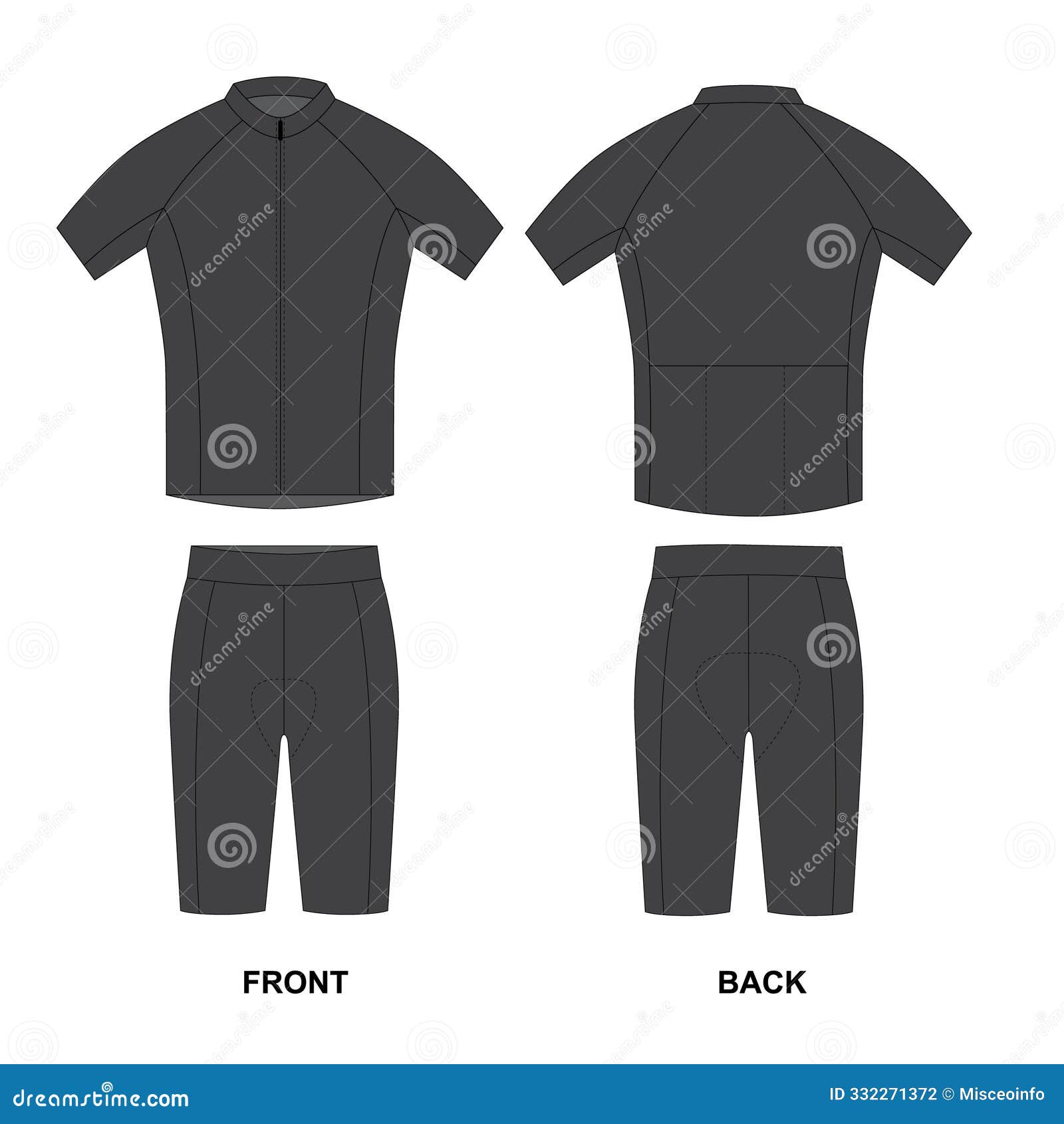 Technical Drawing of a Cycling Jersey and Cycling Shorts, Vector ...