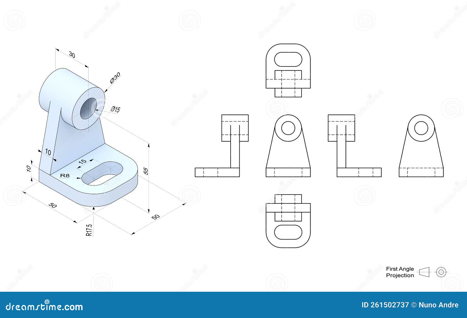 First Angle Orthographic Projection Cartoon Vector | CartoonDealer.com ...