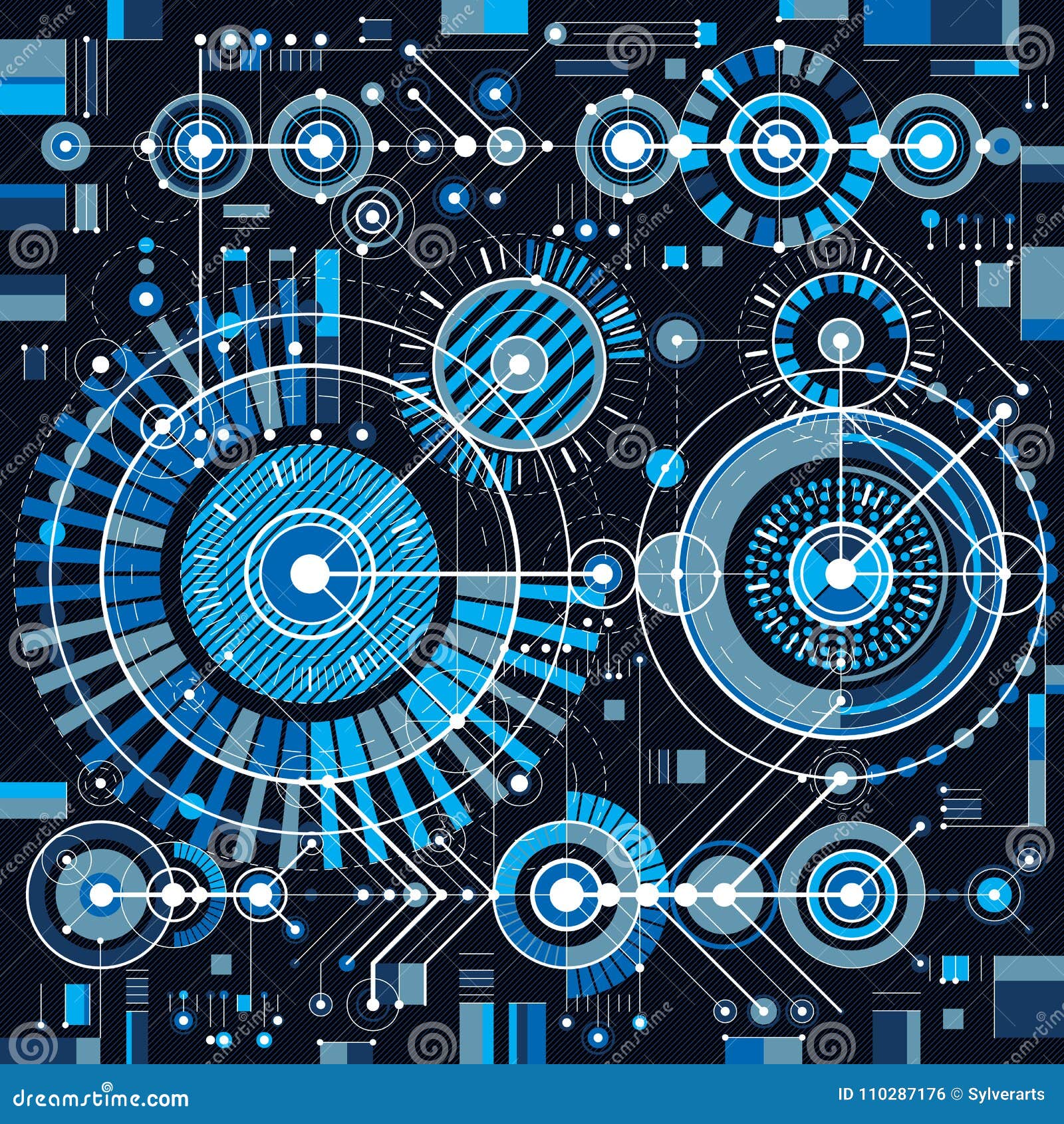 Technical Drawing with Dashed Lines and Geometric Shapes, Vector Stock ...