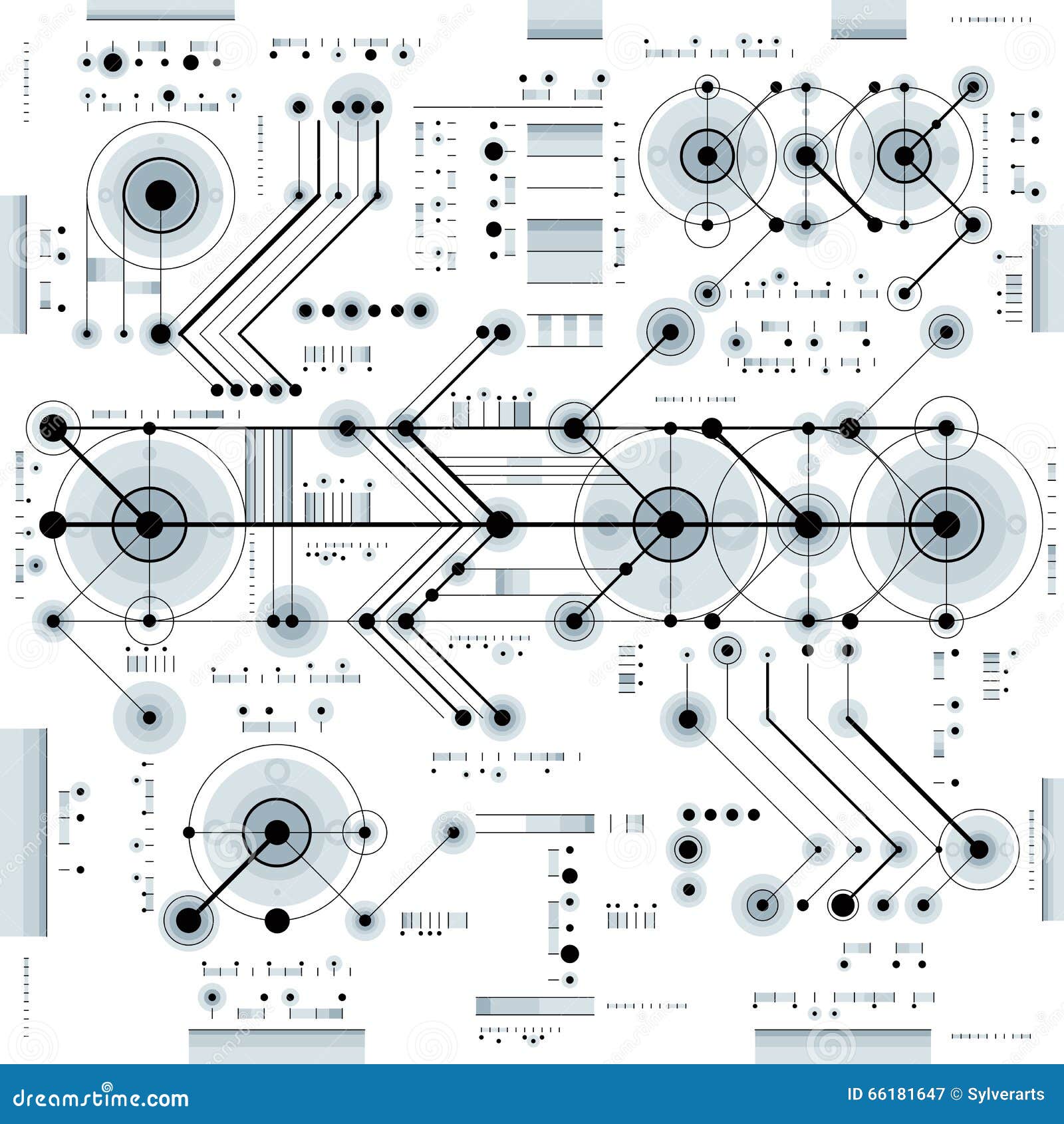 Technical Drawing with Dashed Lines and Geometric Shapes, Vector Stock ...