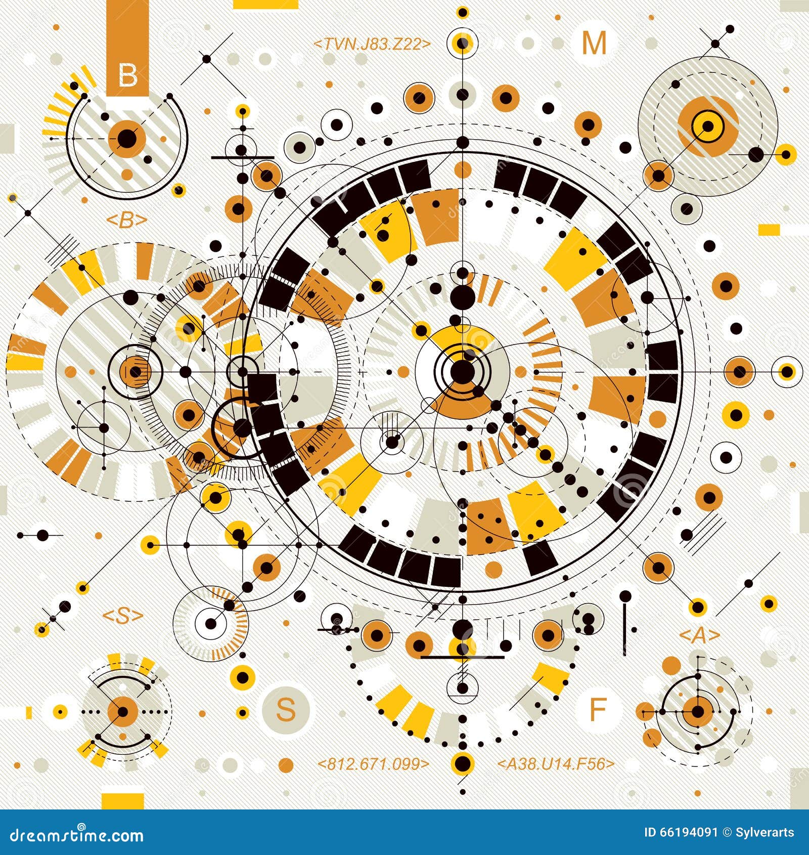 Technical Drawing with Dashed Lines and Geometric Shapes, Vector Stock ...
