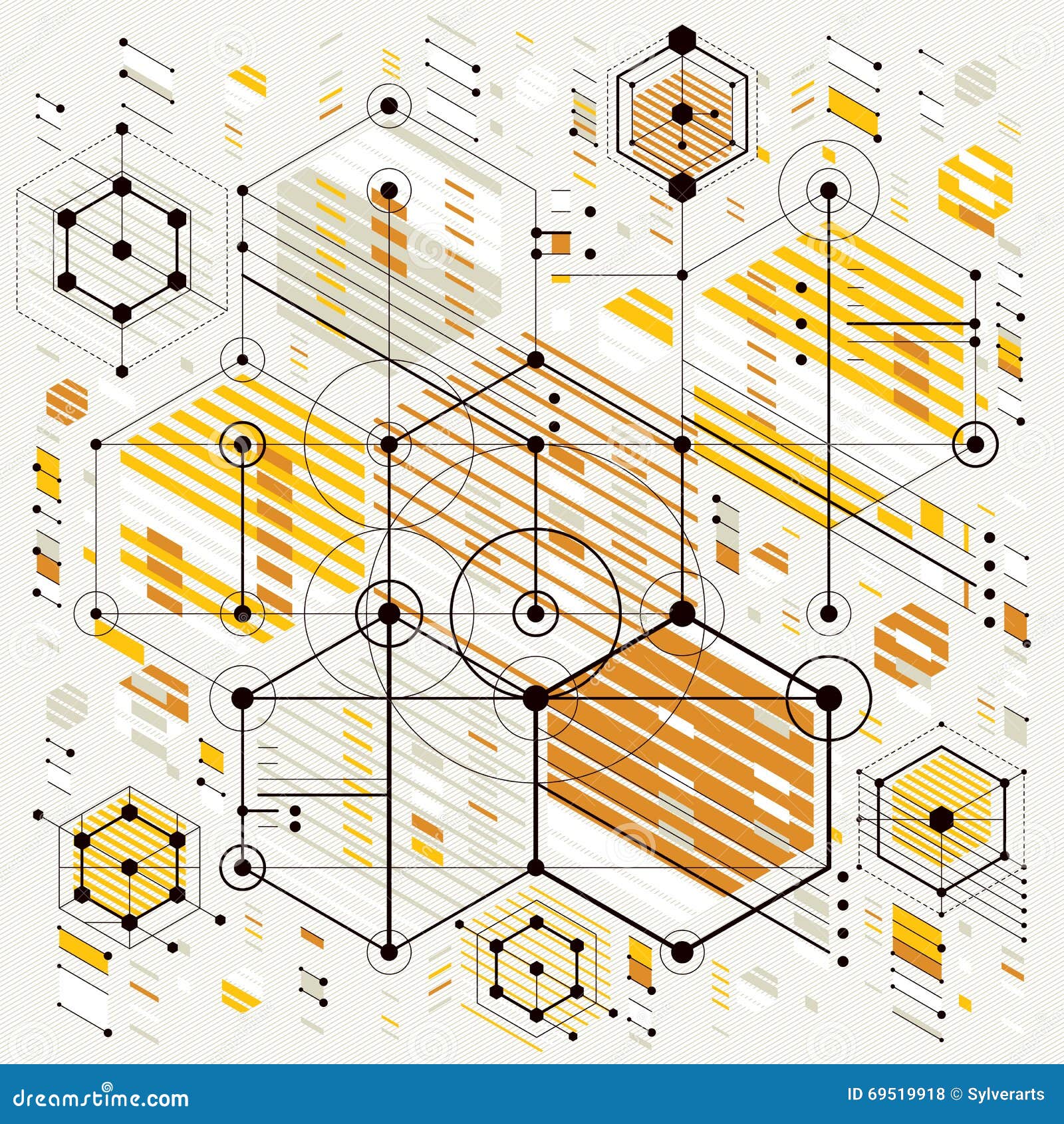 Technical Drawing with Dashed Lines and Geometric Shapes, Vector Stock ...