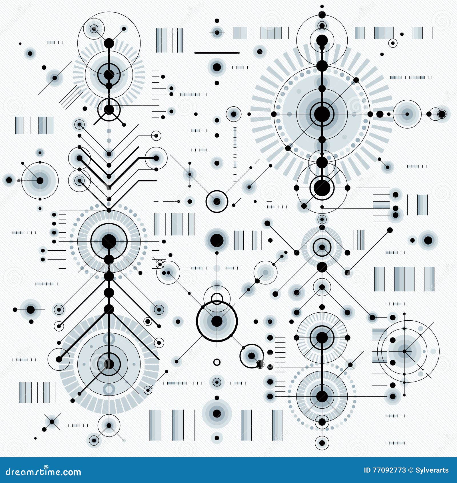 Technical Drawing with Dashed Lines and Geometric Shapes, Vector Stock ...