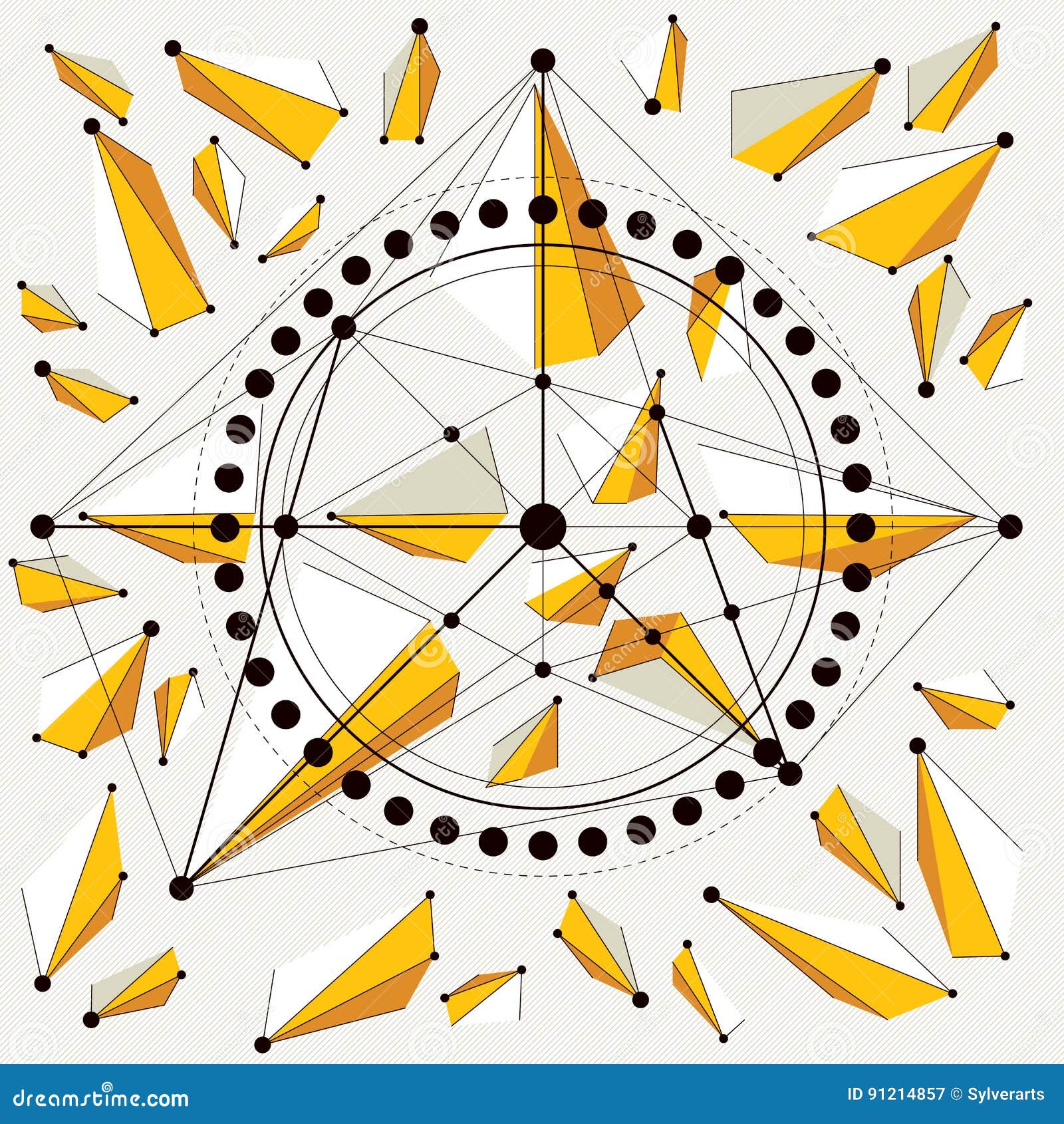 Technical Drawing with Dashed Lines and Geometric Shapes, Vector Stock ...