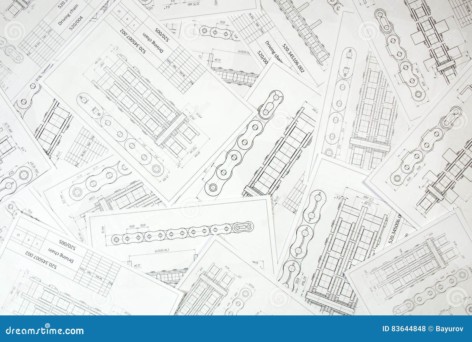 Technical Drawing of Driving Roller Chain Stock Photo - Image of ...
