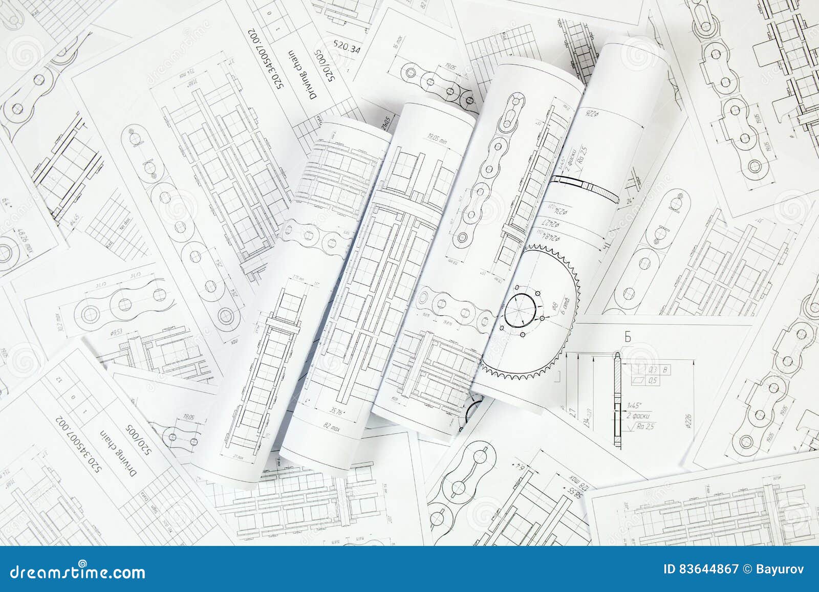Technical Drawing of Driving Roller Chain Stock Image - Image of ...