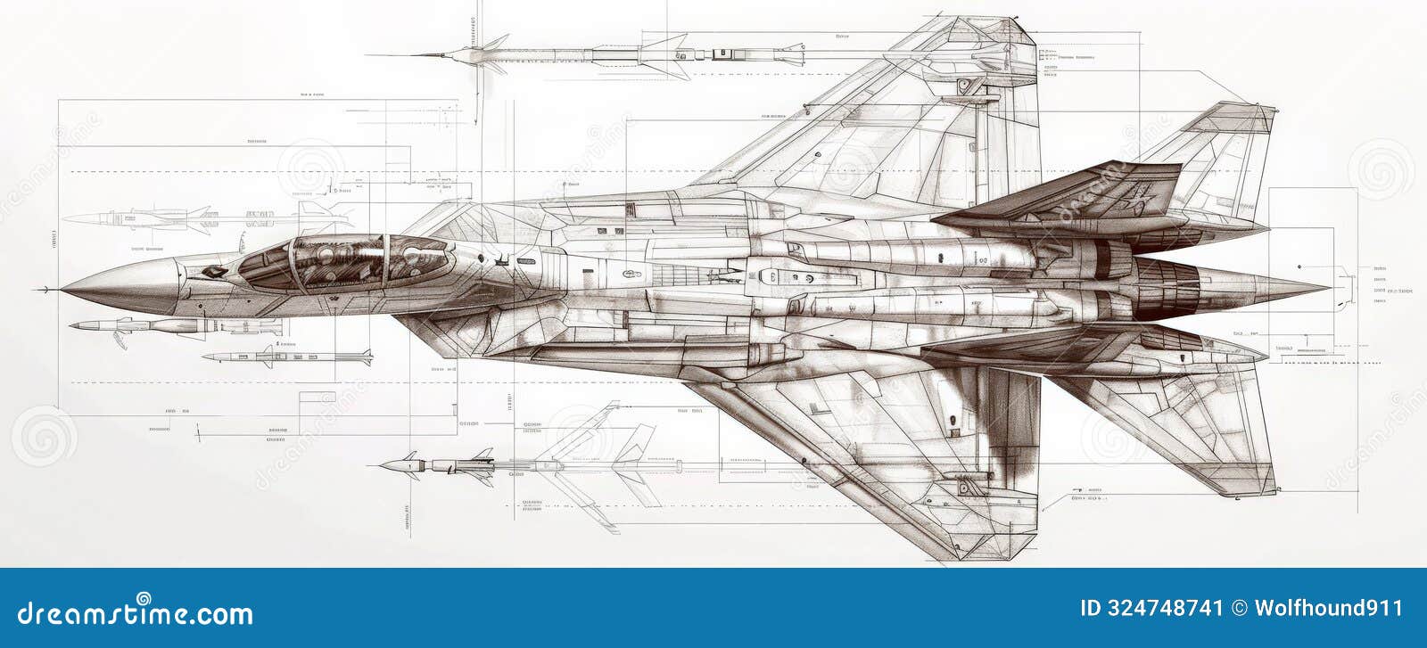 A Technical Drawing of a Fighter Jet, Highlighting Its Aerodynamic ...