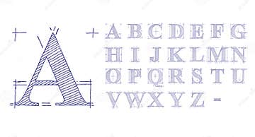 Technical Drawing Font stock vector. Illustration of pencil - 107802906