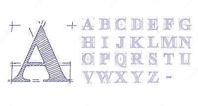 Technical Drawing Font stock vector. Illustration of pencil - 107802906