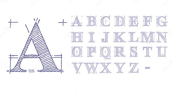 Technical Drawing Font stock vector. Illustration of pencil - 107802906