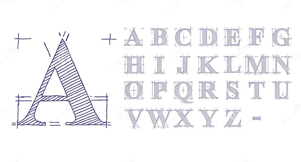 Technical Drawing Font stock vector. Illustration of pencil - 107802906