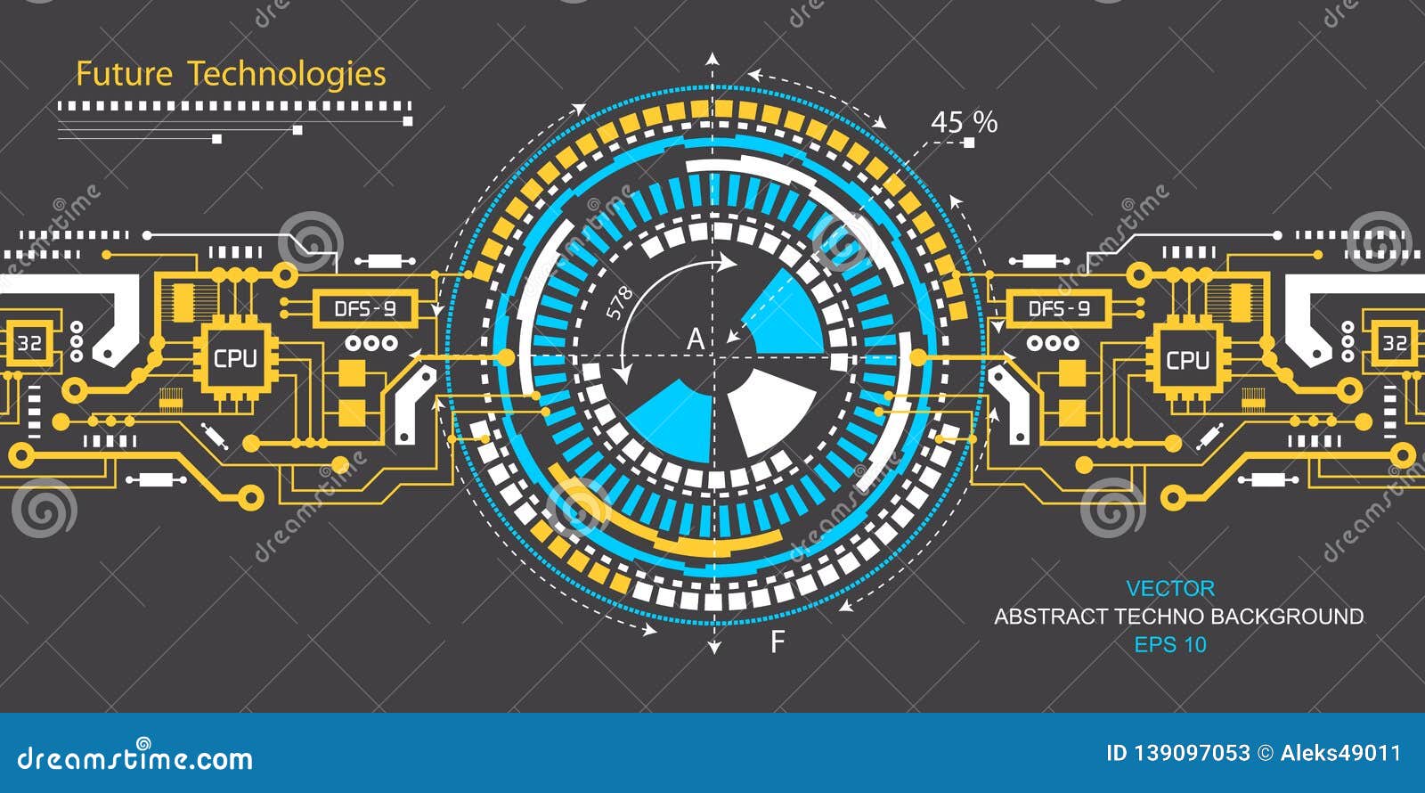 Technical Drawing.Future Technology, Vector .HUD Element .Circuit-board ...