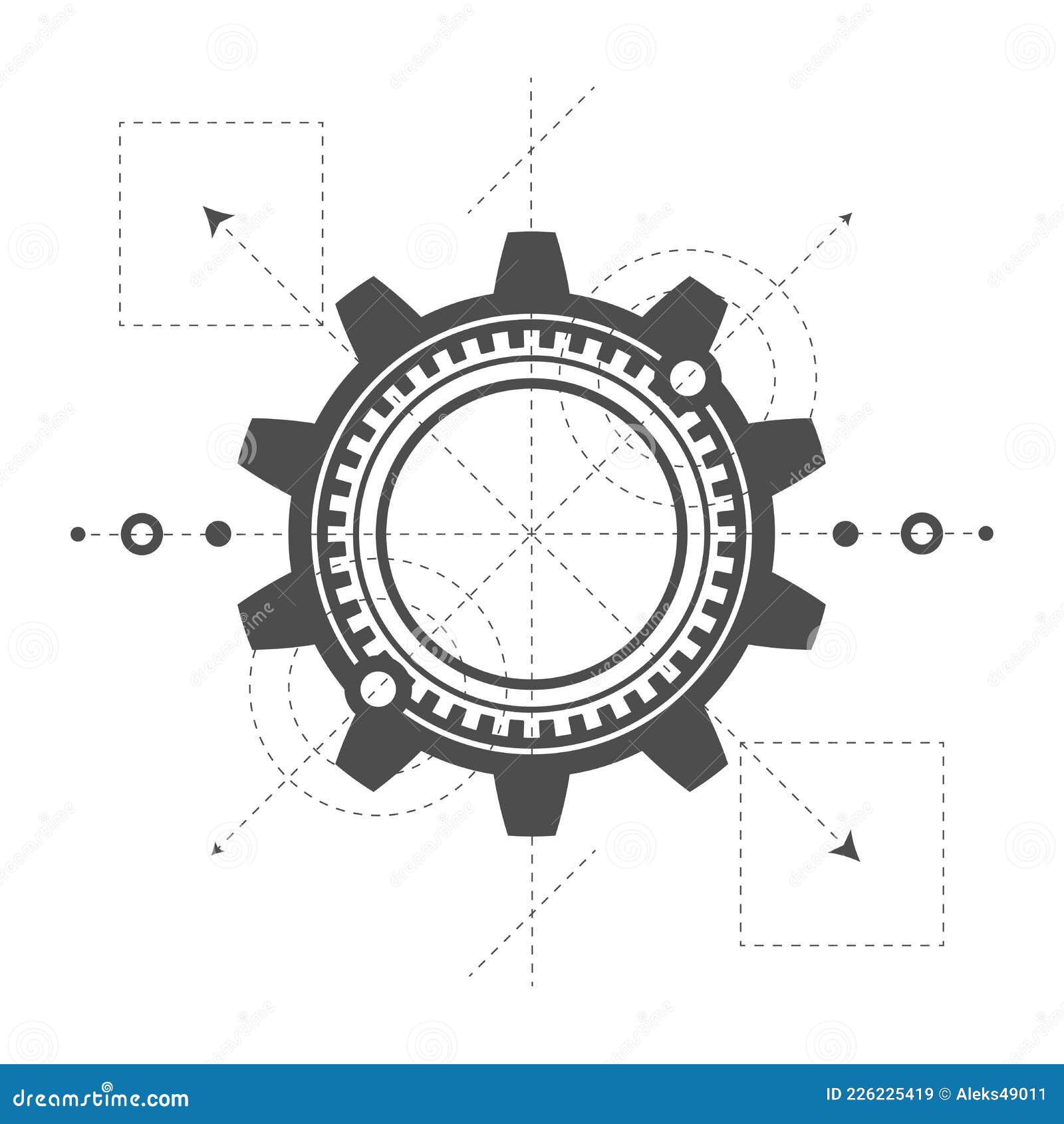 Technical Drawing of Gears .Engineering Technology Concept. Rotating ...
