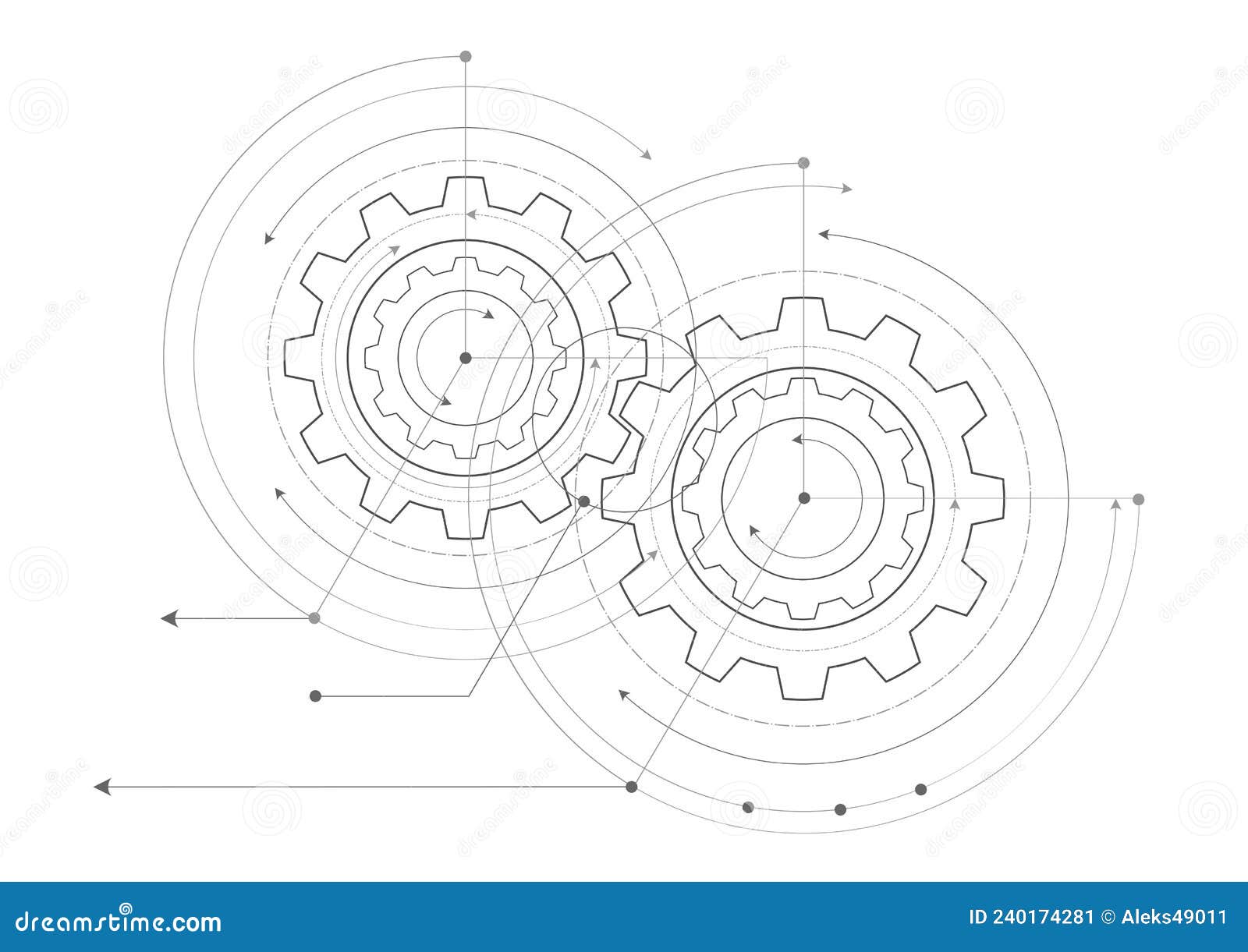 Technical Drawing of Gears .Engineering Technology. Vector Illustration ...