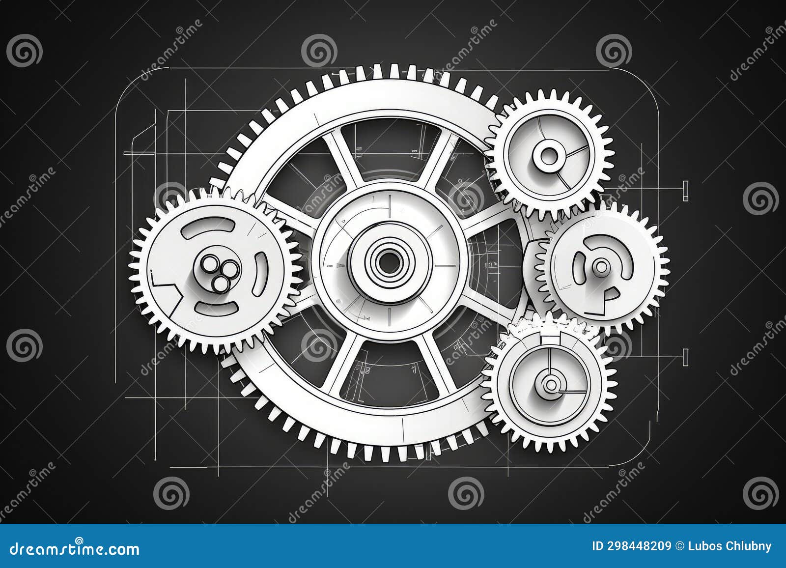 Technical Drawing of Gears. Rotating Mechanism of Round Parts Stock ... Technical Drawing of Gears. Rotating Mechanism of Round Parts Stock ...