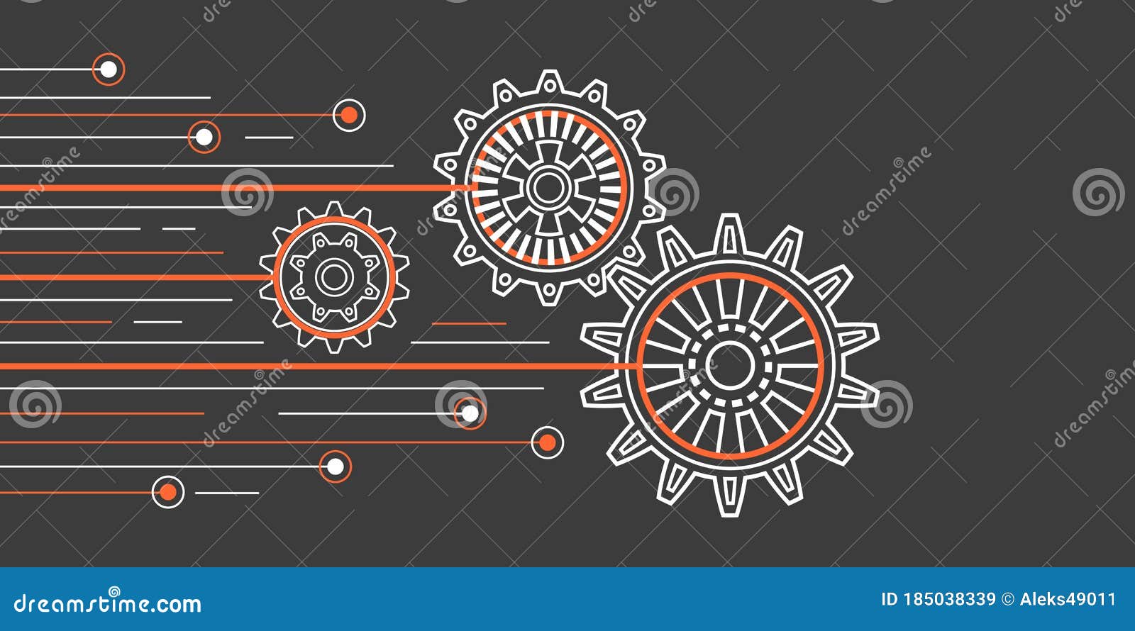 Technological Background .Technical Drawing of Gears .Rotating ...