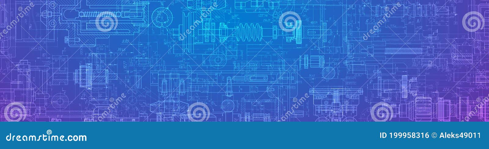Technical Drawing on a Gradient Background.Mechanical Engineering ...